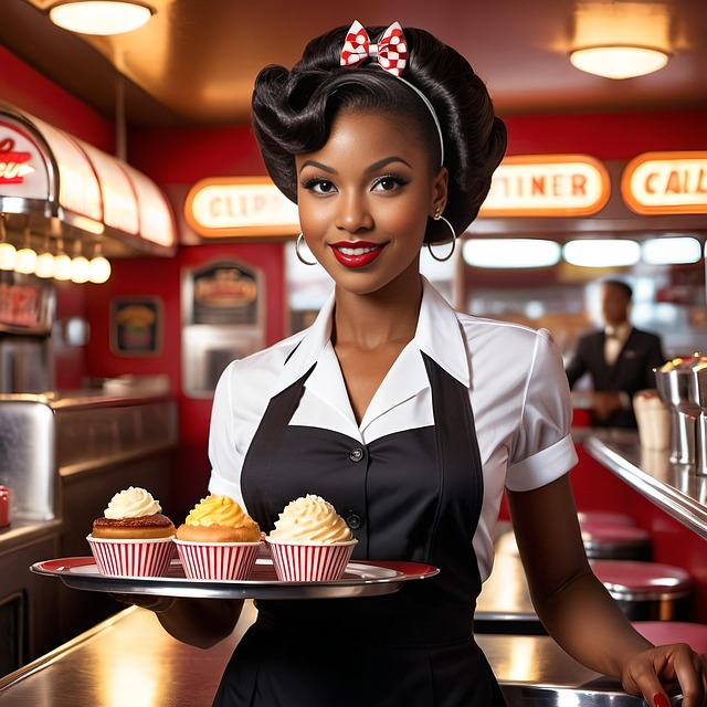 Download Ai Generated, Waitress, Diner. Royalty-Free Stock Illustration ...