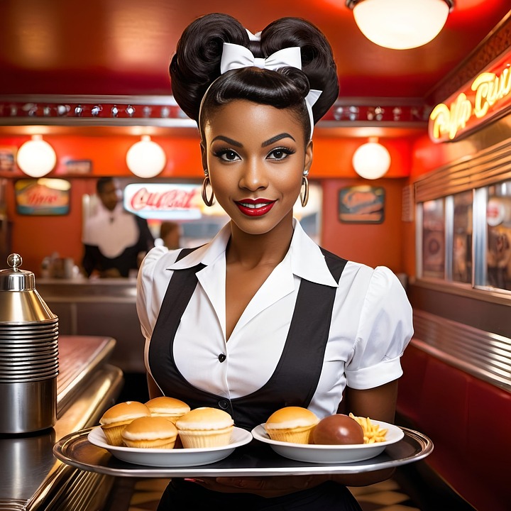 Download Ai Generated, Waitress, Diner. Royalty-Free Stock Illustration ...