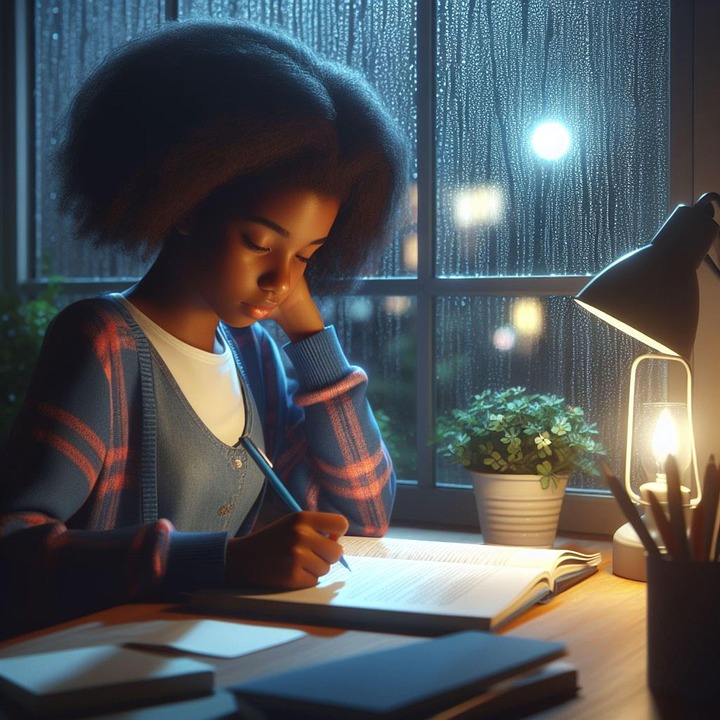 Download Little Girl, To Study, Night. Royalty-Free Stock Illustration ...