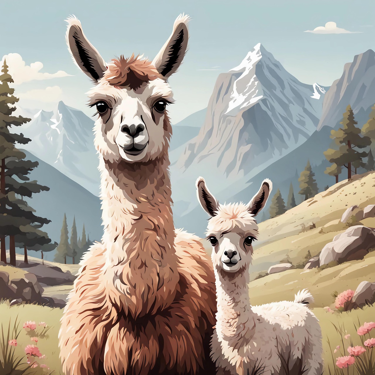 Download Ai Generated, Llamas, Animals. Royalty-Free Stock Illustration ...