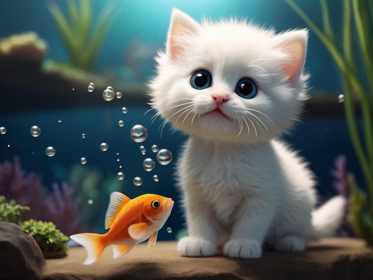 Download Ai Generated, Kitten, Fish. Royalty-Free Stock Illustration ...