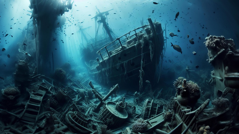Download Ai Generated Shipwreck Underwater Royalty Free Stock