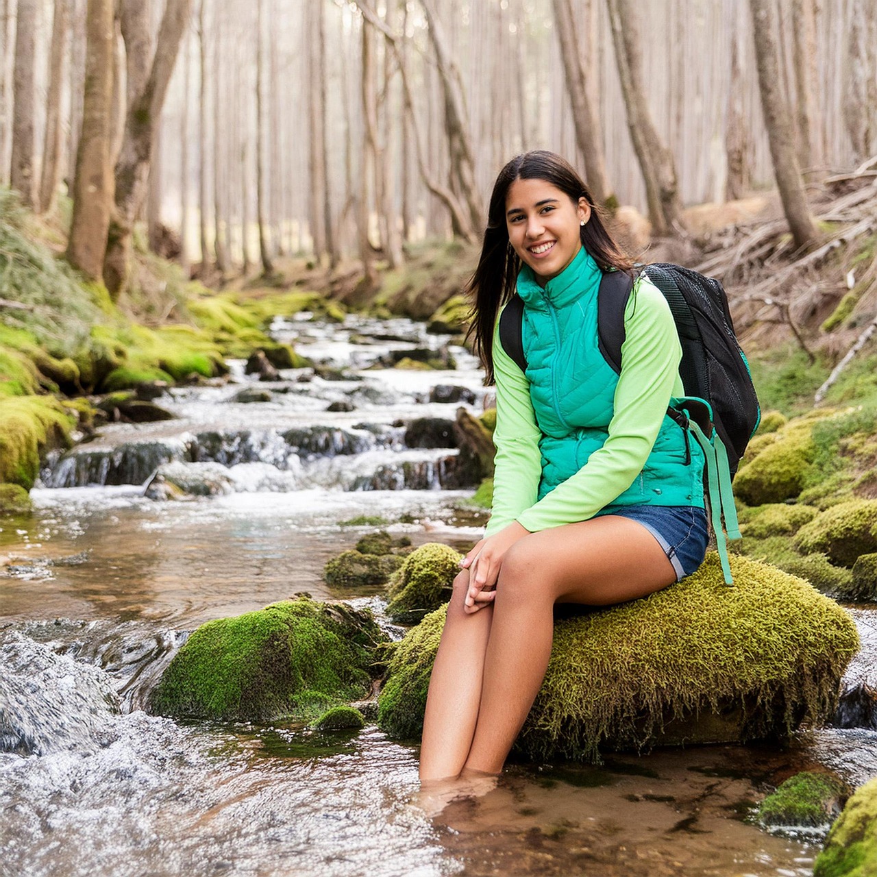 Download Ai Generated, Hiker, Forest. Royalty-Free Stock Illustration ...