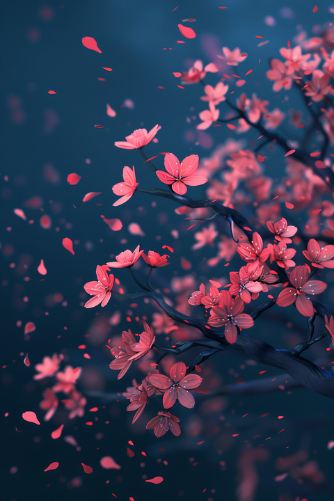 Download Pink Flowers, Cherry Blossoms, Anime Style. Royalty-Free Stock ...