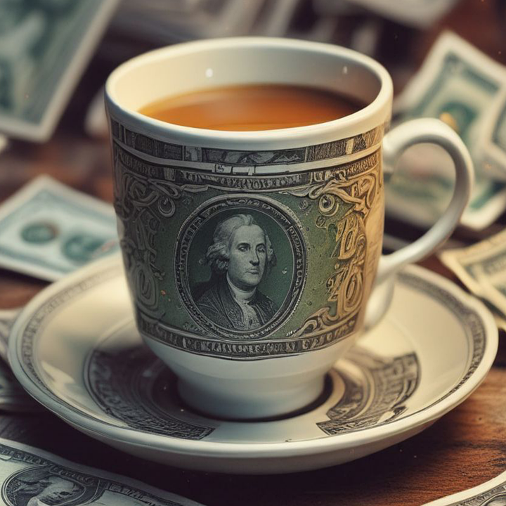 Download Cup Of Coffee Surrounded By Money, Cup Of Coffee With Money ...