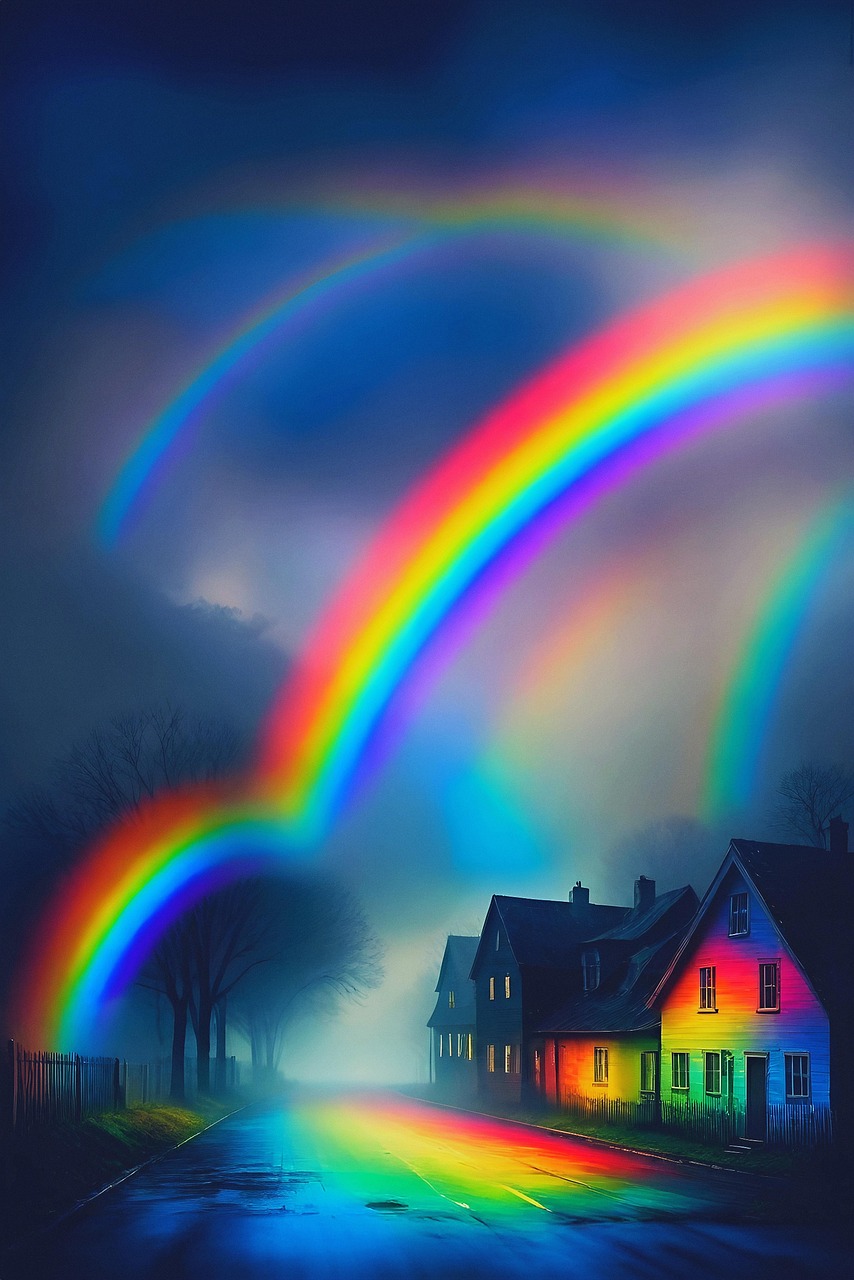 Download Rainbow, Houses, Neighborhood. Royalty-Free Stock Illustration ...
