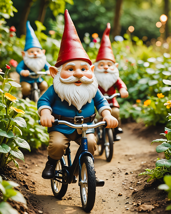 Download Garden Gnomes, Bicycle, Ride. Royalty-Free Stock Illustration ...