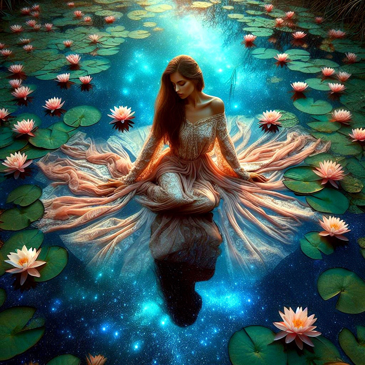 Download Ai Generated, Woman, Pond. Royalty-Free Stock Illustration ...