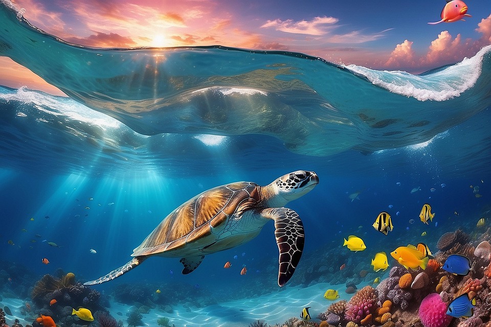 Turtles Ocean Waves Under The - Free photo on Pixabay