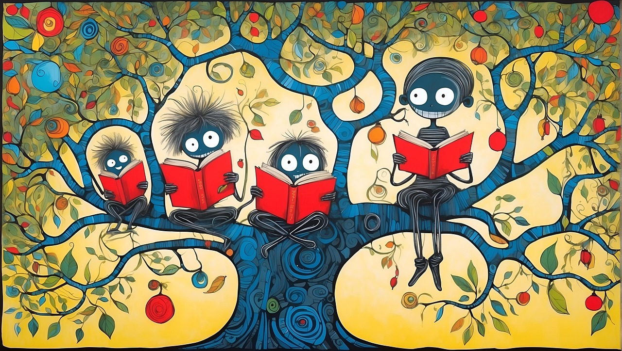 Download Children, Tree, Reading. Royalty-Free Stock Illustration Image ...