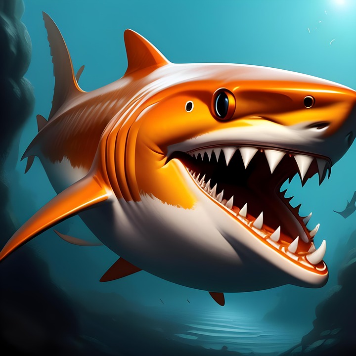 Download Ocean Depths, Art, Orange Shark. Royalty-Free Stock ...