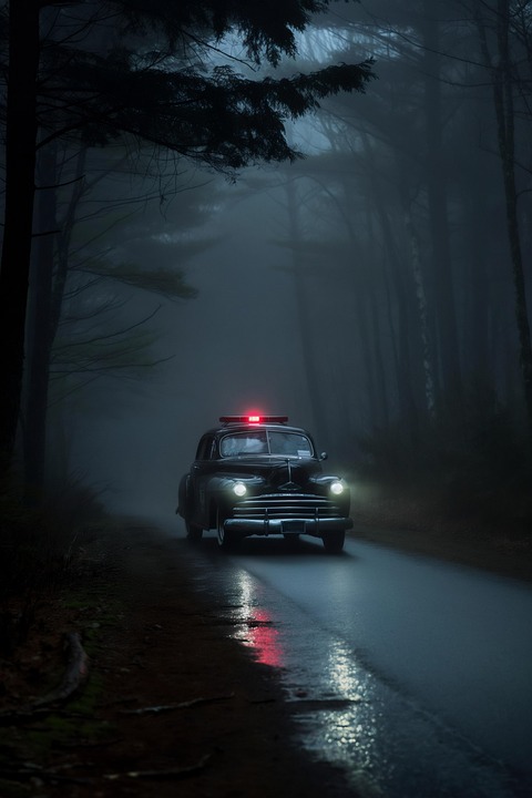 Download Police Car, Dark, Road. Royalty-Free Stock Illustration Image ...