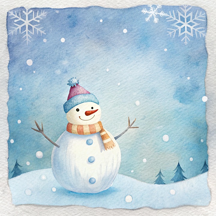 Postkort Vinter Snømann - Gratis bilde på Pixabay