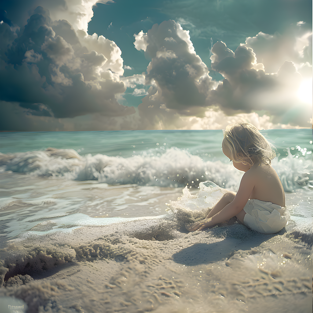 Download Ai Generated, Child, Beach. Royalty-Free Stock Illustration ...