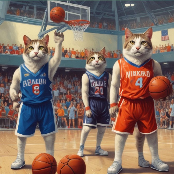 Download Image Of A Sportsman Cat, Basketball Cat, Cat Playing With A ...
