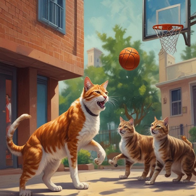 Download Image Of A Sportsman Cat, Basketball Cat, Cat Playing With A ...