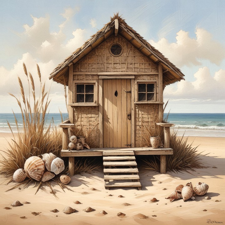 Download Seashells, Hut, Seashore. Royalty-Free Stock Illustration ...