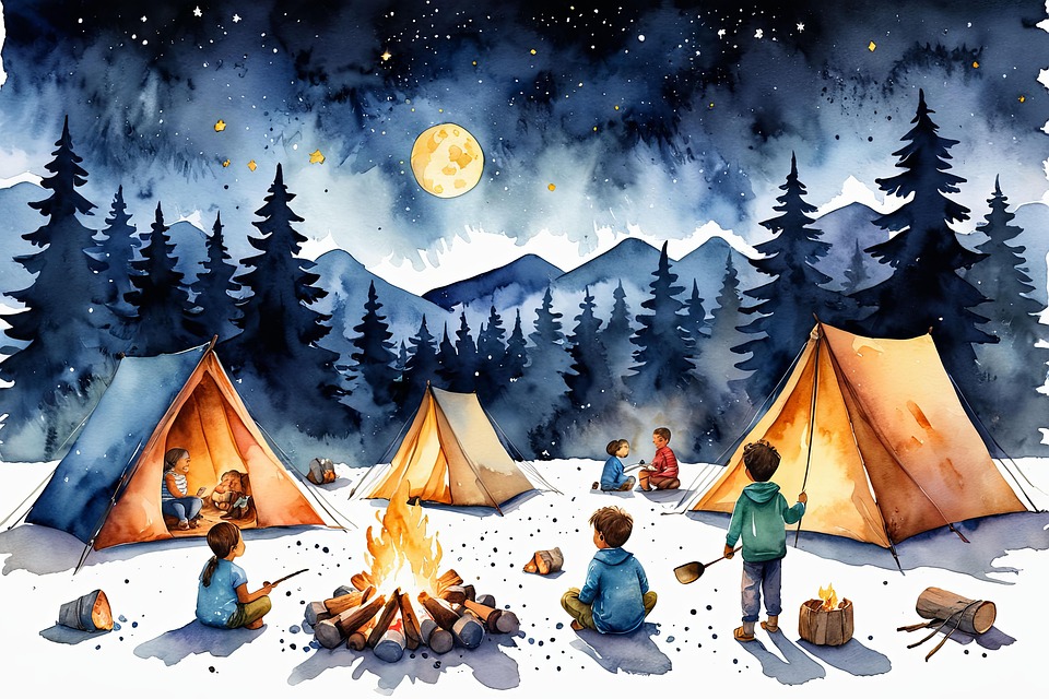 Download Watercolor, Camping, Night. Royalty-Free Stock Illustration ...