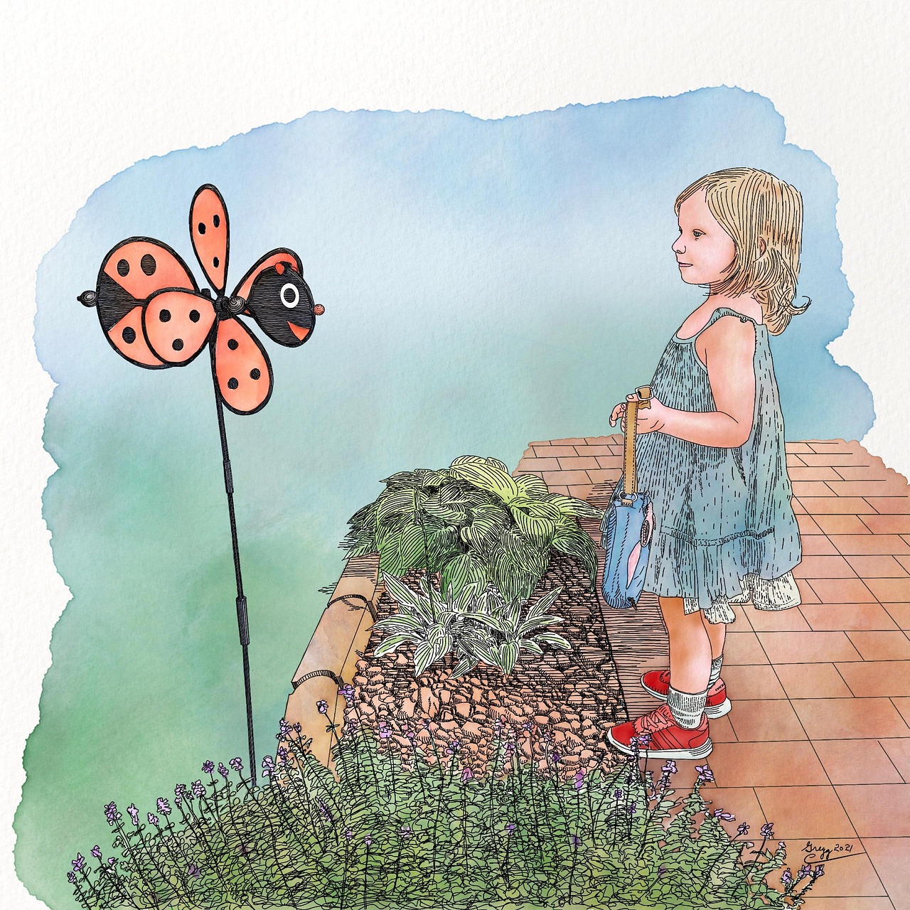 Download Girl, Ladybug, Standing. Royalty-Free Stock Illustration Image ...