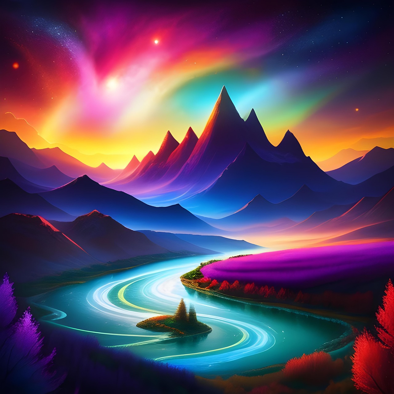 Download Magic Planet, Landscapesrainbow Colors, Strange Creatures ...