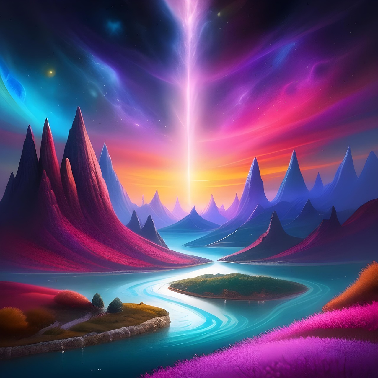 Download Magic Planet, Landscapesrainbow Colors, Strange Creatures ...