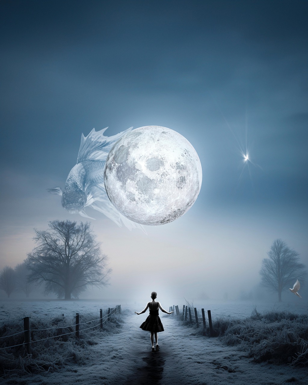 Download Woman, Moon, Fish. Royalty-Free Stock Illustration Image - Pixabay