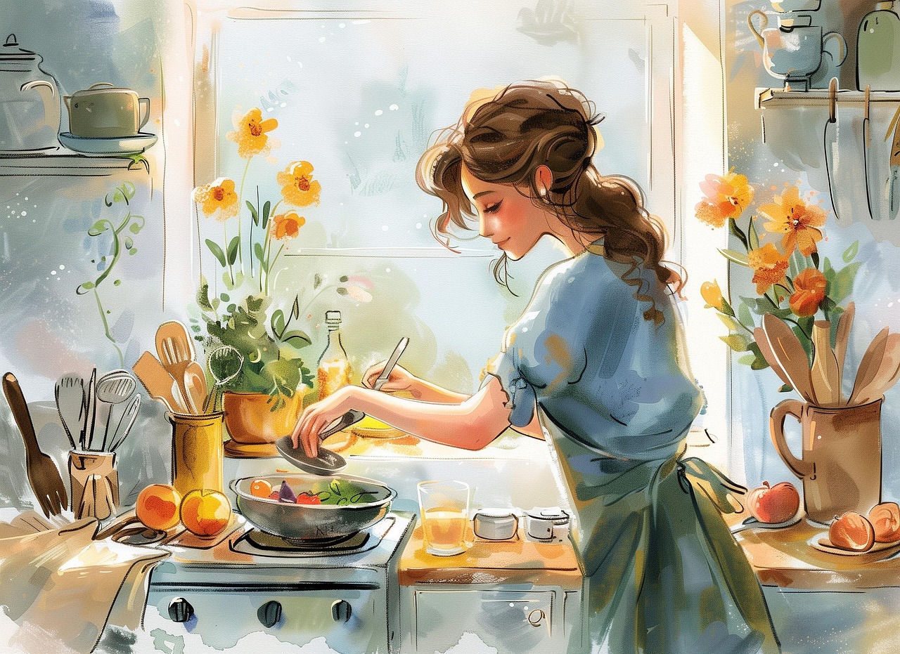 Download Woman, Cooking, Kitchen. Royalty-Free Stock Illustration Image ...