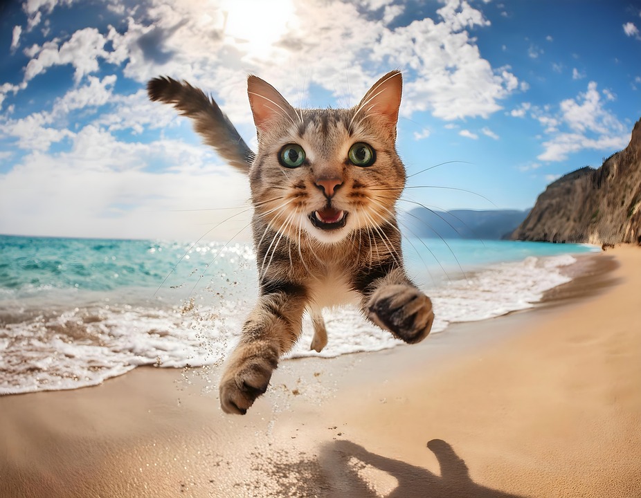 Download Cat, Beach, Ocean. Royalty-Free Stock Illustration Image - Pixabay