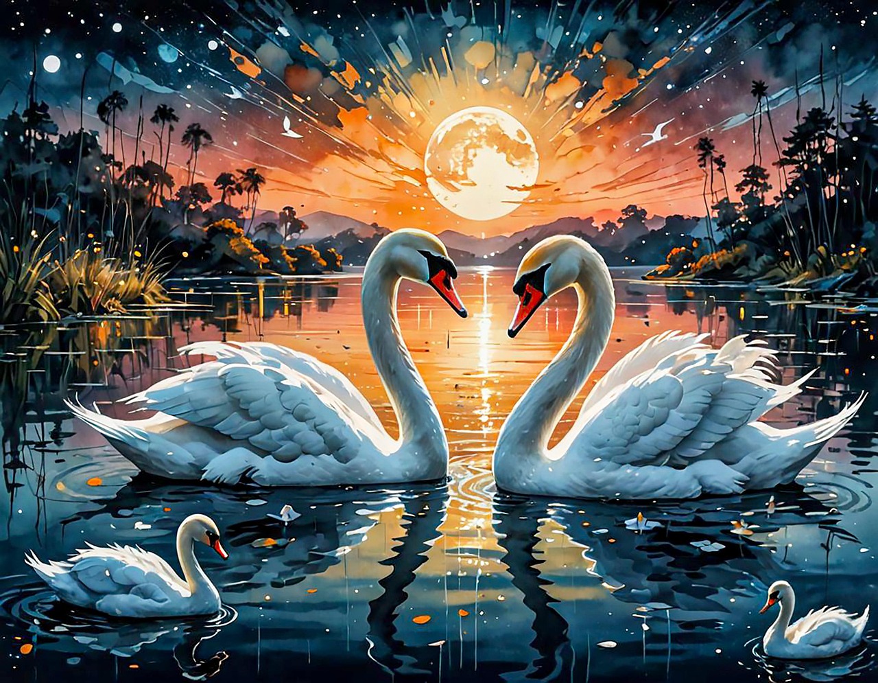 Download Ai Generated Swans White Swans Royalty Free Stock