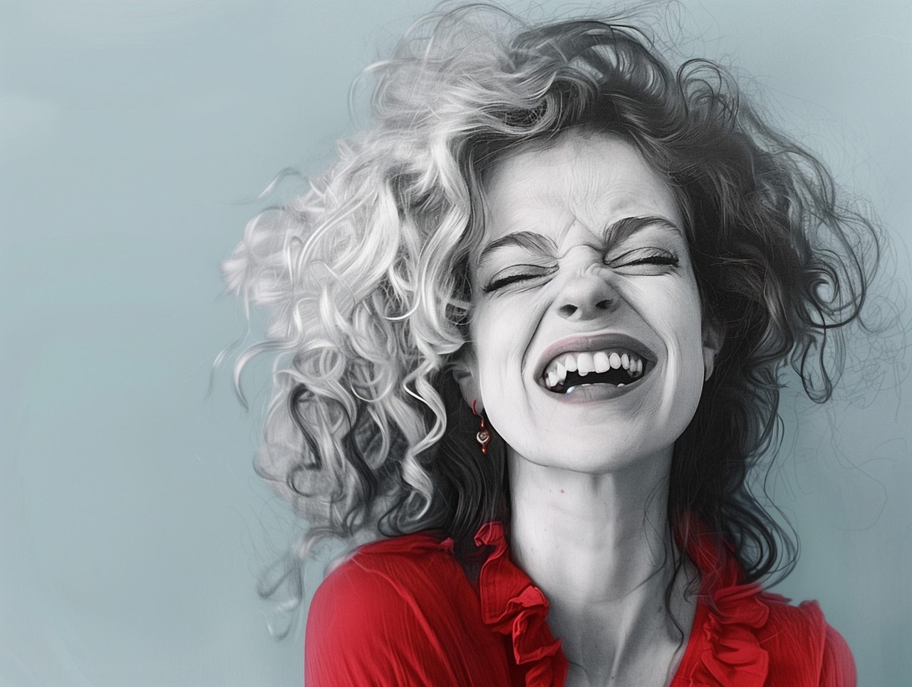 Mujer Pelo Rizado La Risa Blusa - Imagen gratis en Pixabay - Pixabay