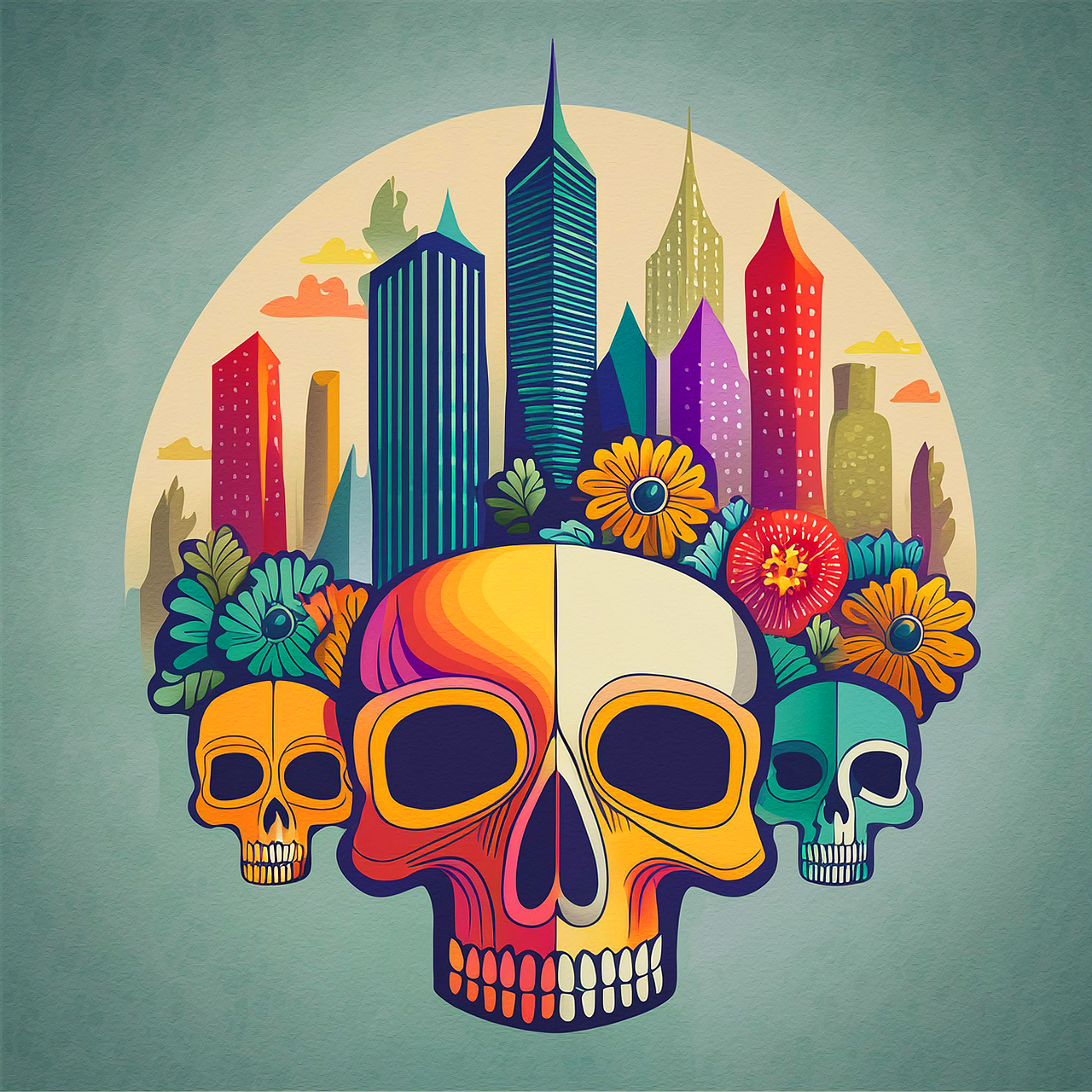 Skyscraper Drawing Skull