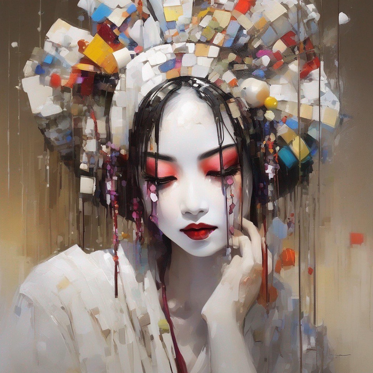 Download Geisha, Red Eyeshadow, Headpiece. Royalty-Free Stock ...