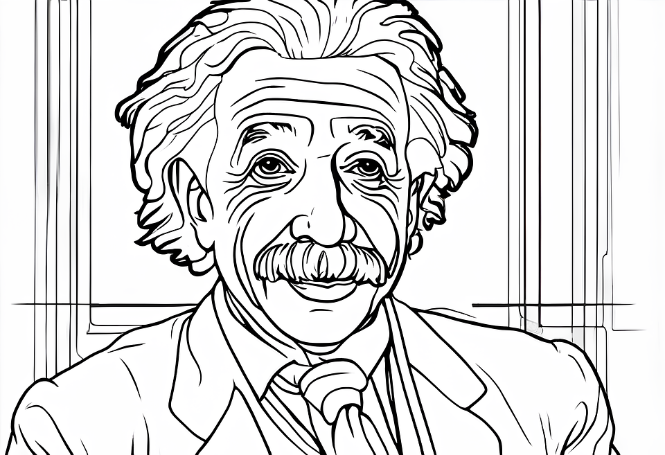 Download Coloring Page, Albert Einstein, Portrait. Royalty-Free Stock ...