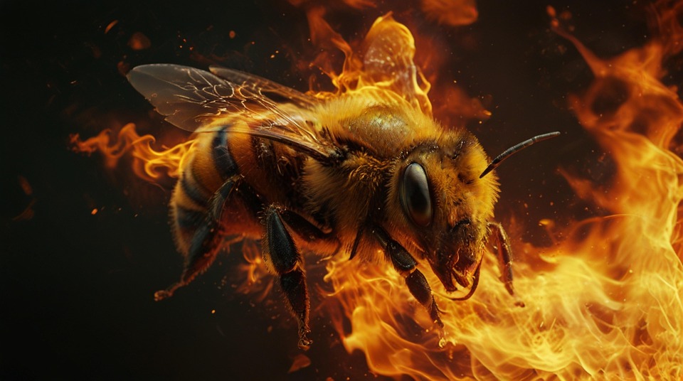 Download Ai Generated, Bee, Flames. Royalty-Free Stock Illustration ...