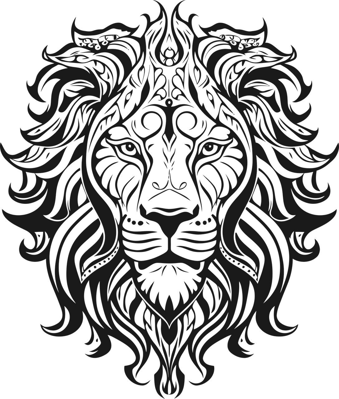 Dibujo De Leon En Blanco Y Negro León Cara Logo León Rey Clipart