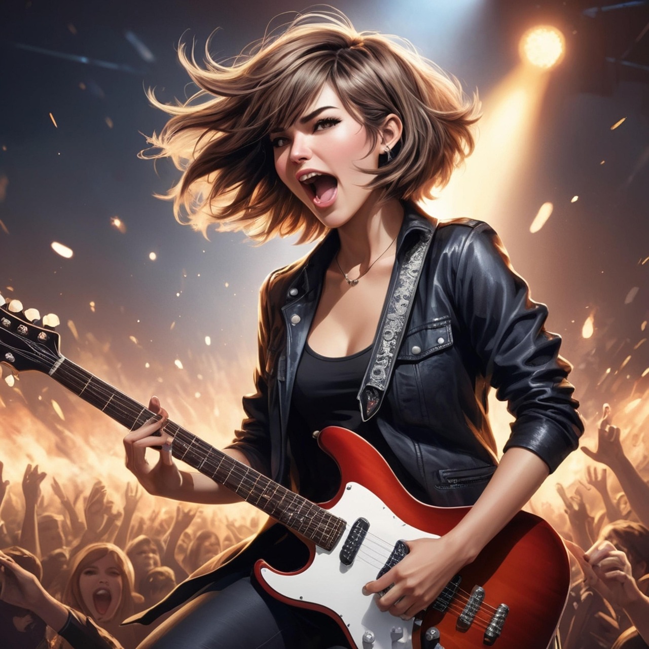 Download Guitarist, Woman, Cheers. Royalty-Free Stock Illustration ...