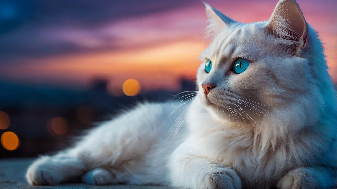 Download Cat, The Sun Has Set, Blue Eyes. Royalty-Free Stock ...