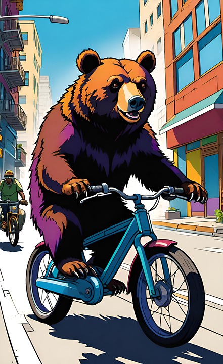 Download Painting, Clever Bear, Pedaling. Royalty-Free Stock ...