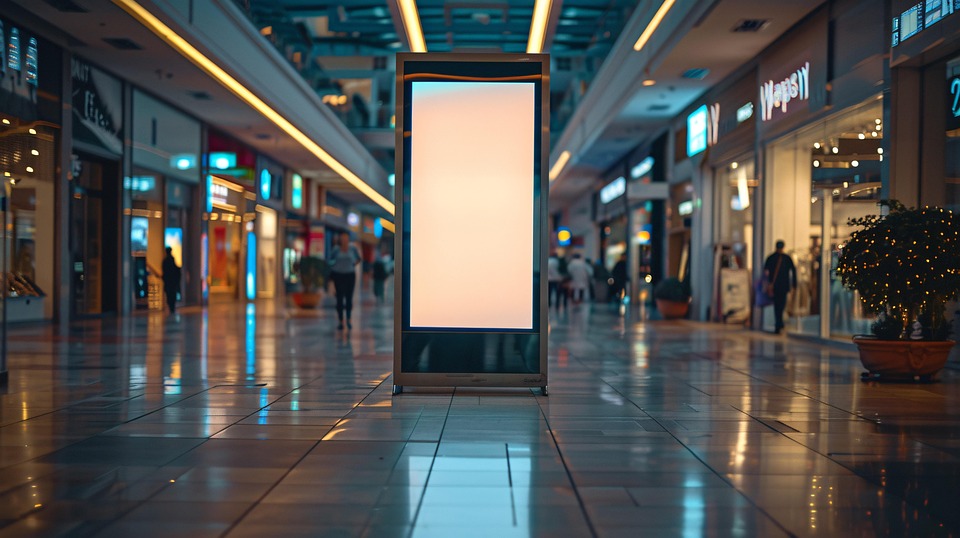 Download Shopping Mall, Digital Signage, Illuminated. Royalty-Free ...