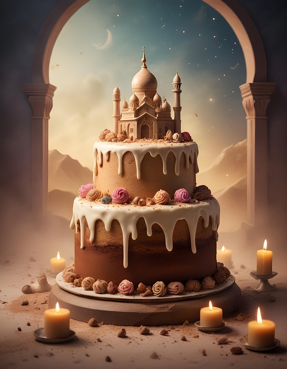 Download Eid Al Adha, Cake, Mosque. Royalty-Free Stock Illustration ...