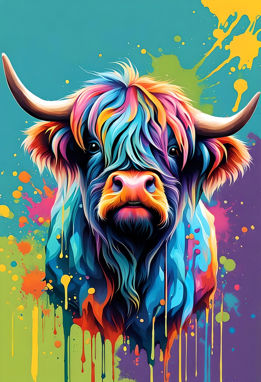Download Highland Cow, Bovine, Splash Art. Royalty-Free Stock ...