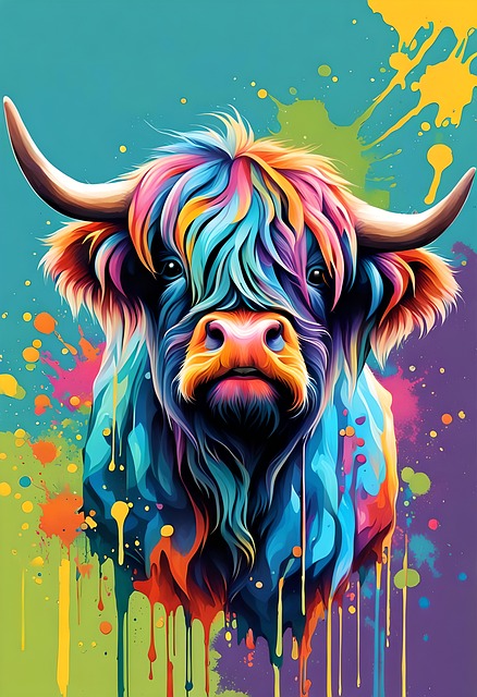 Download Highland Cow, Bovine, Splash Art. Royalty-Free Stock ...