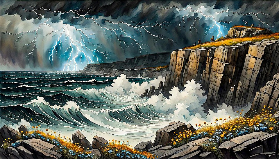 Download Coastline, Rocky, Storm. Royalty-Free Stock Illustration Image ...