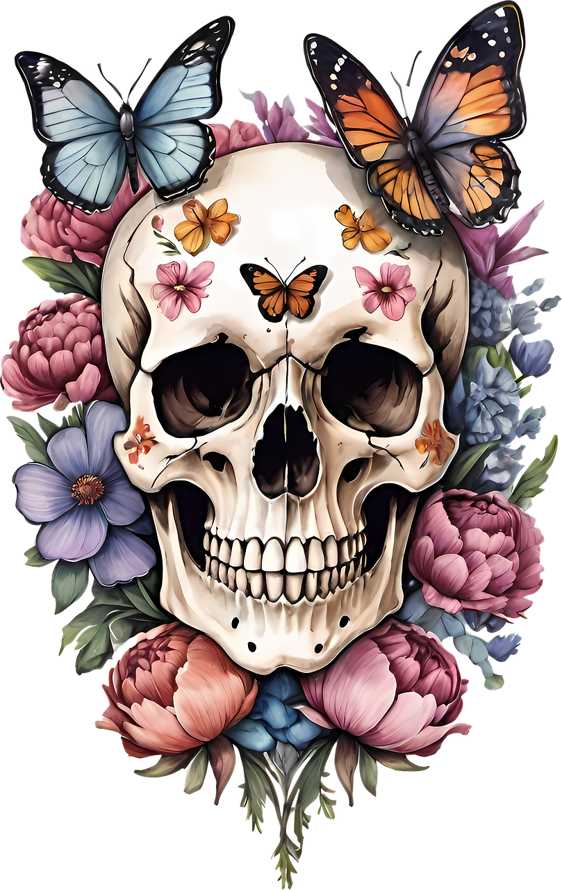 Download Floral Skull, Butterflies, Art. Royalty-Free Stock ...