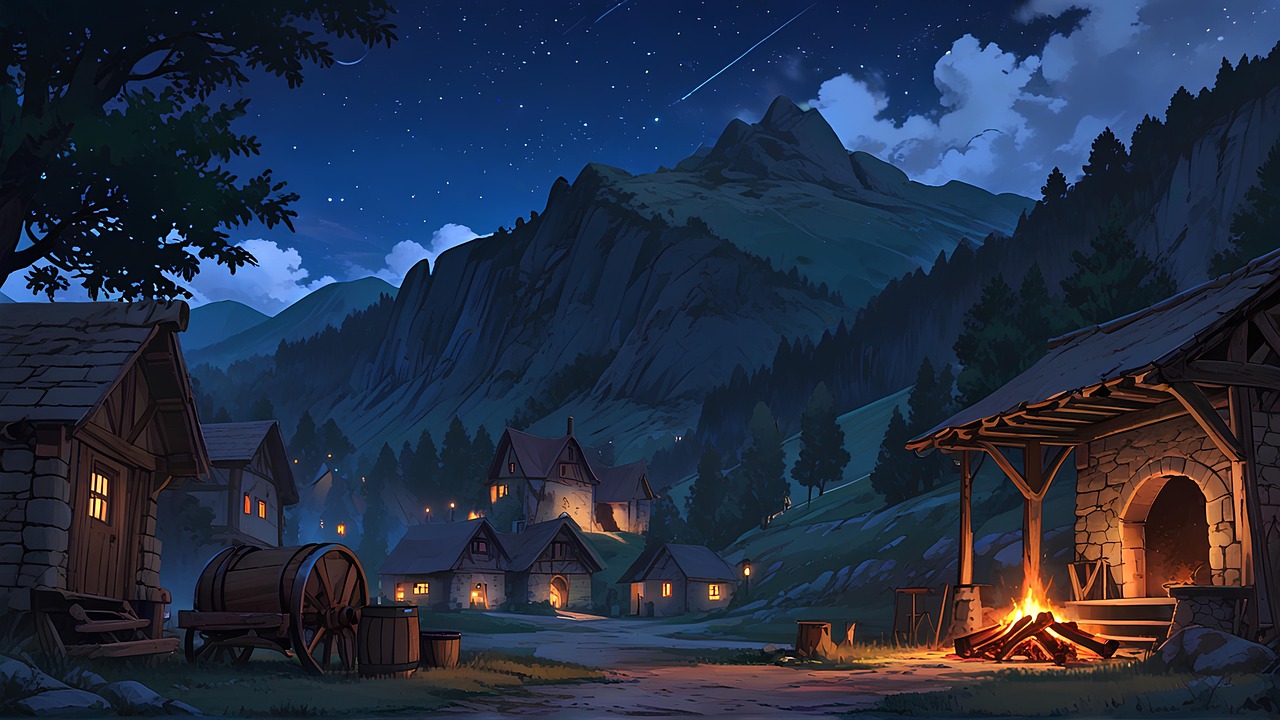 Download Village, Forest, Bonfire. Royalty-Free Stock Illustration ...
