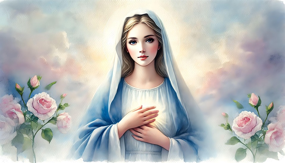 Download Mother Mary, Watercolor, Painting. Royalty-Free Stock ...