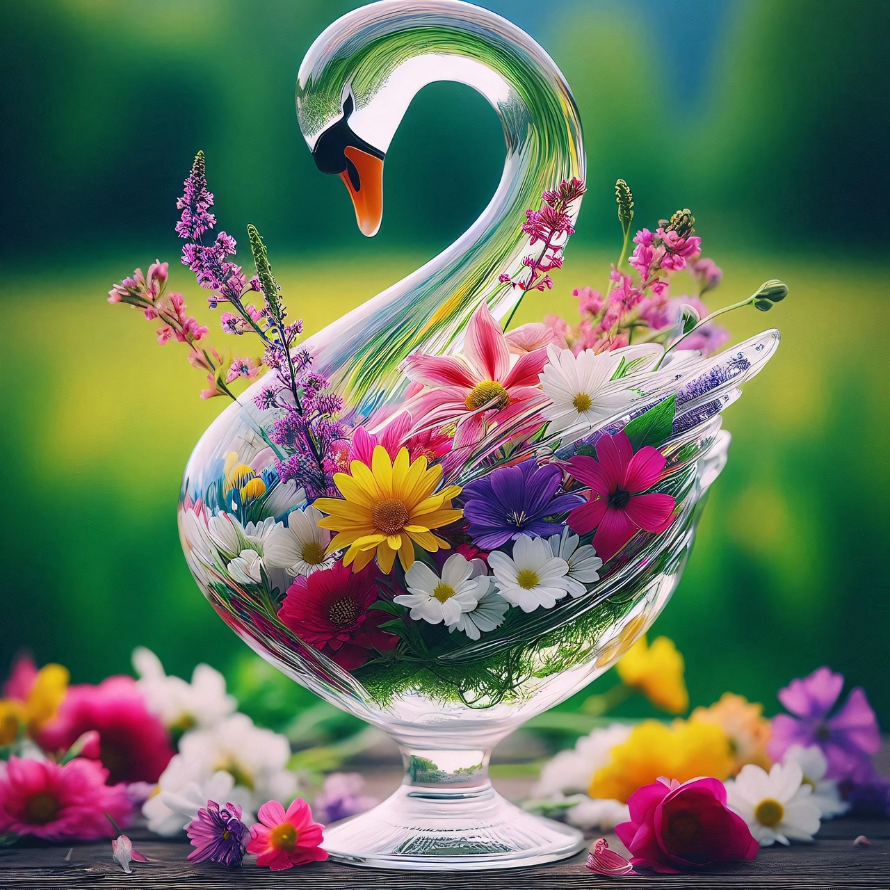 Download Swan Glass Flowers Royalty Free Stock Illustration Image Pixabay