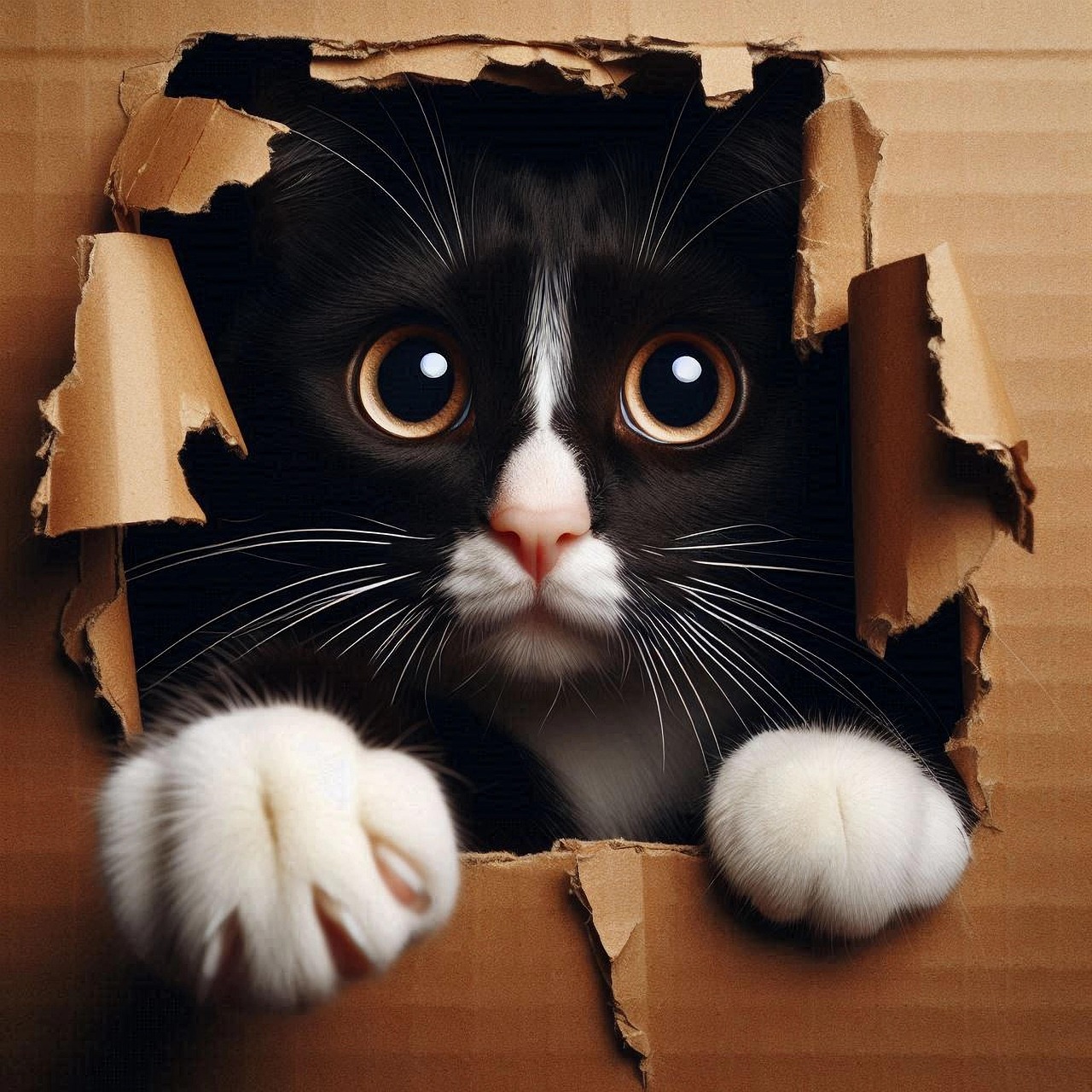 Download Ai Generated Cat Cardboard Royalty Free Stock Illustration