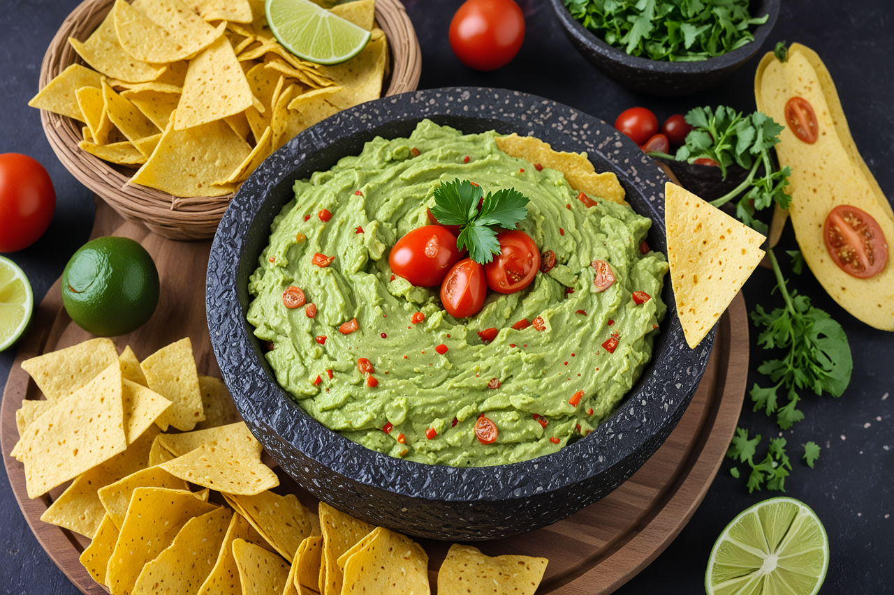 Download Authentic Guacamole, Fresh Ingredients, Stone Grinder. Royalty ...