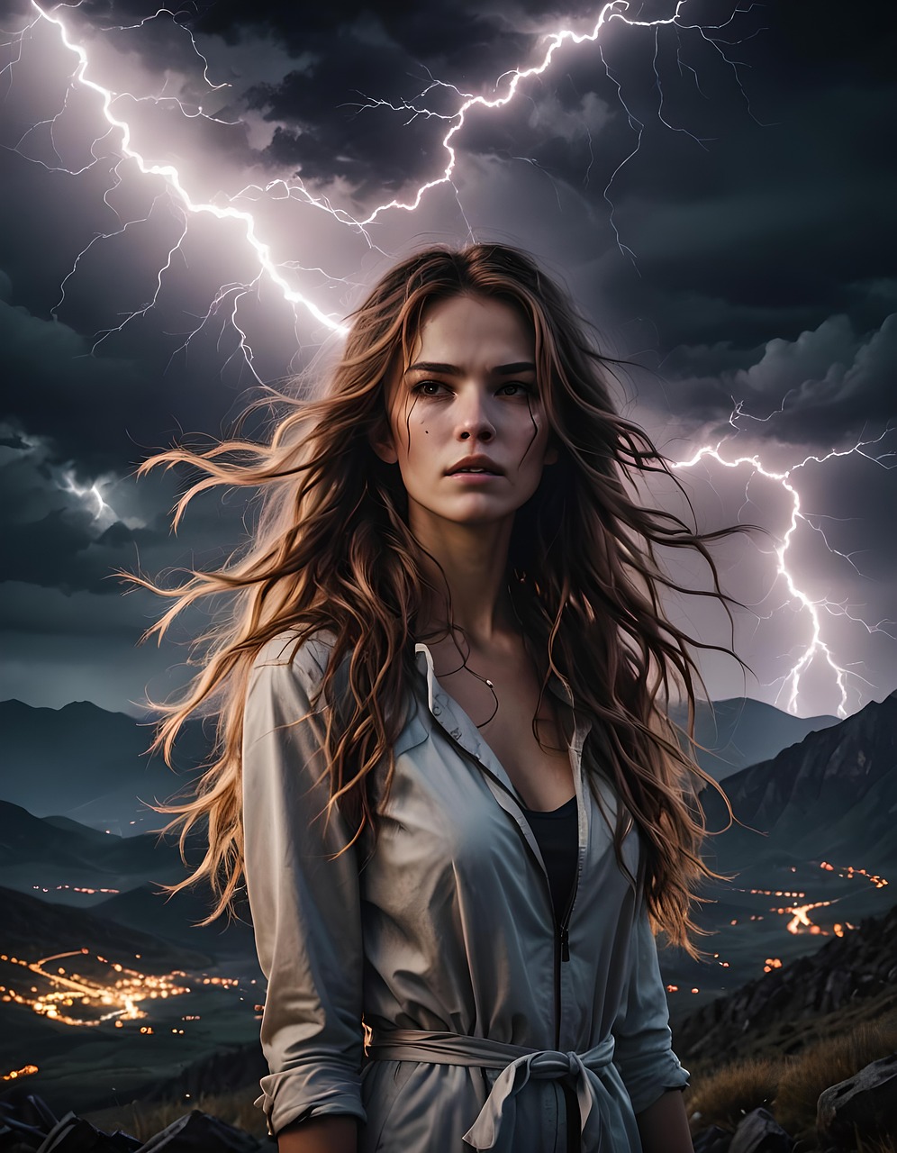 Download Ai Generated, Woman, Storm. Royalty-Free Stock Illustration ...